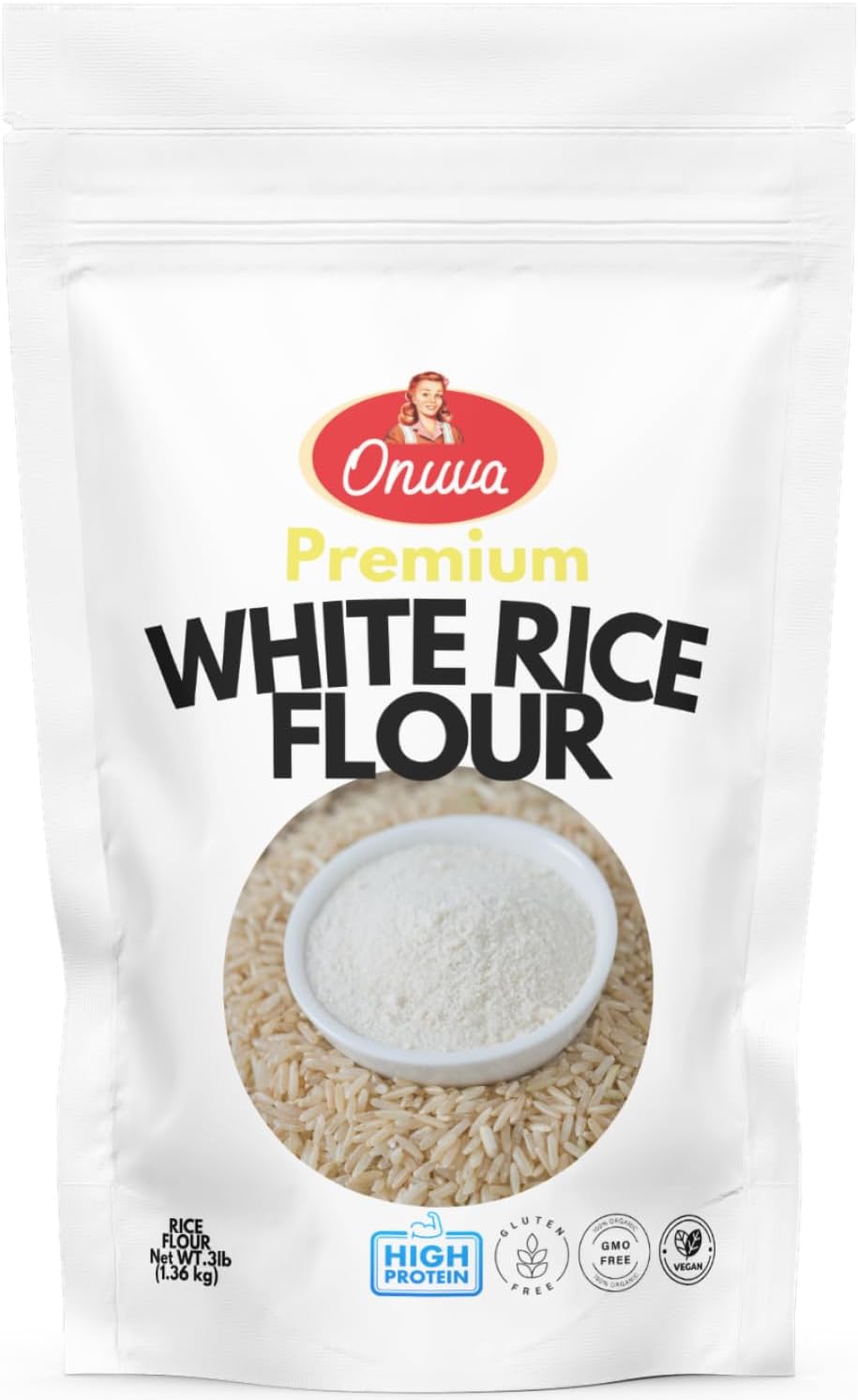 Amazon.com : White Rice Flour 3lb (1,36 kg) by Onuva, Gluten Free,Non ...