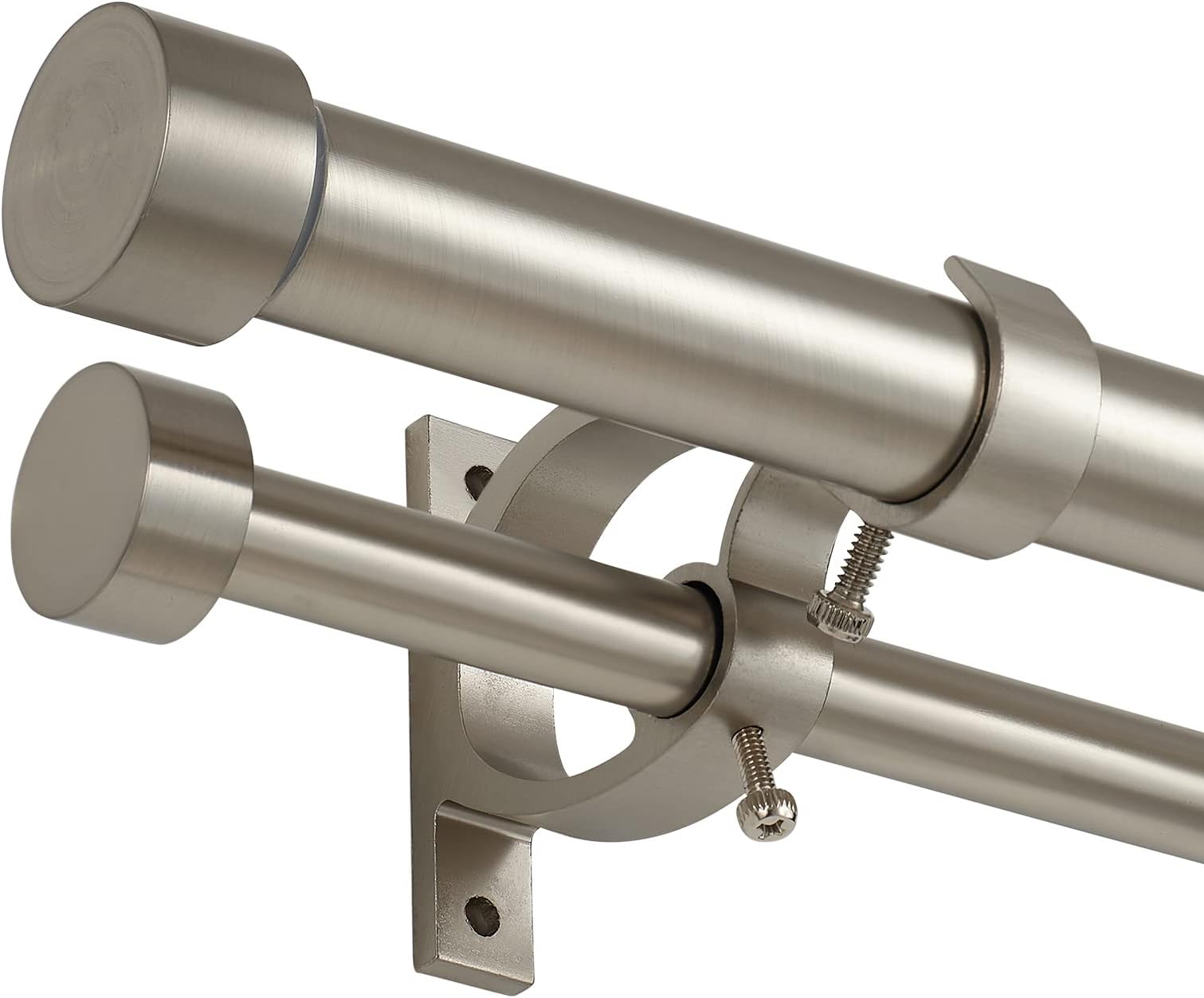 Amazon.com: Brushed Nickel Double Curtain Rods, Heavy Duty Double ...