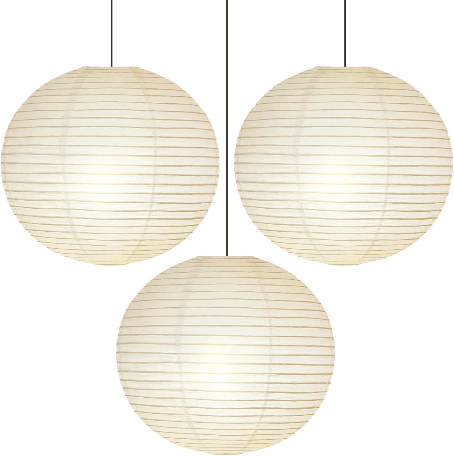Riakrum 3 Pcs White Paper Lanterns Set 12 Inch Chinese Japanese Hanging ...