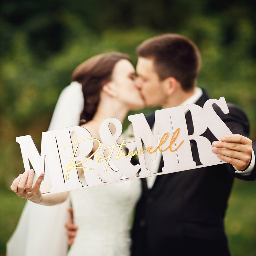 Amazon.com: callie Personalized Mr and Mrs Wedding Table Sign, Custom ...