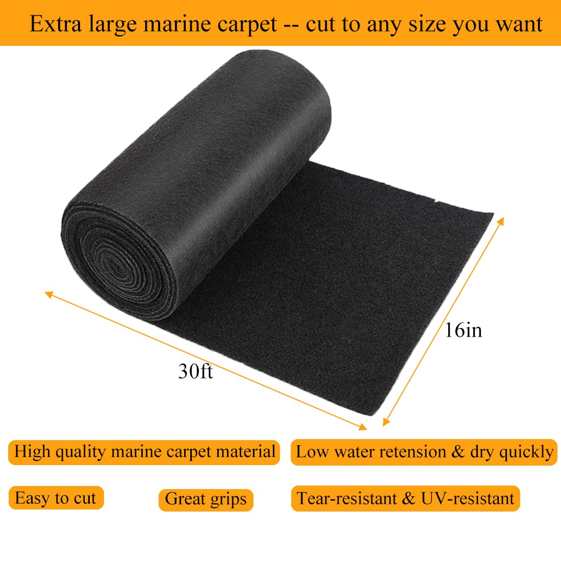 Extra Large (30ft X 16in) Marine Boat Trailer Bunk Carpet - Marine ...