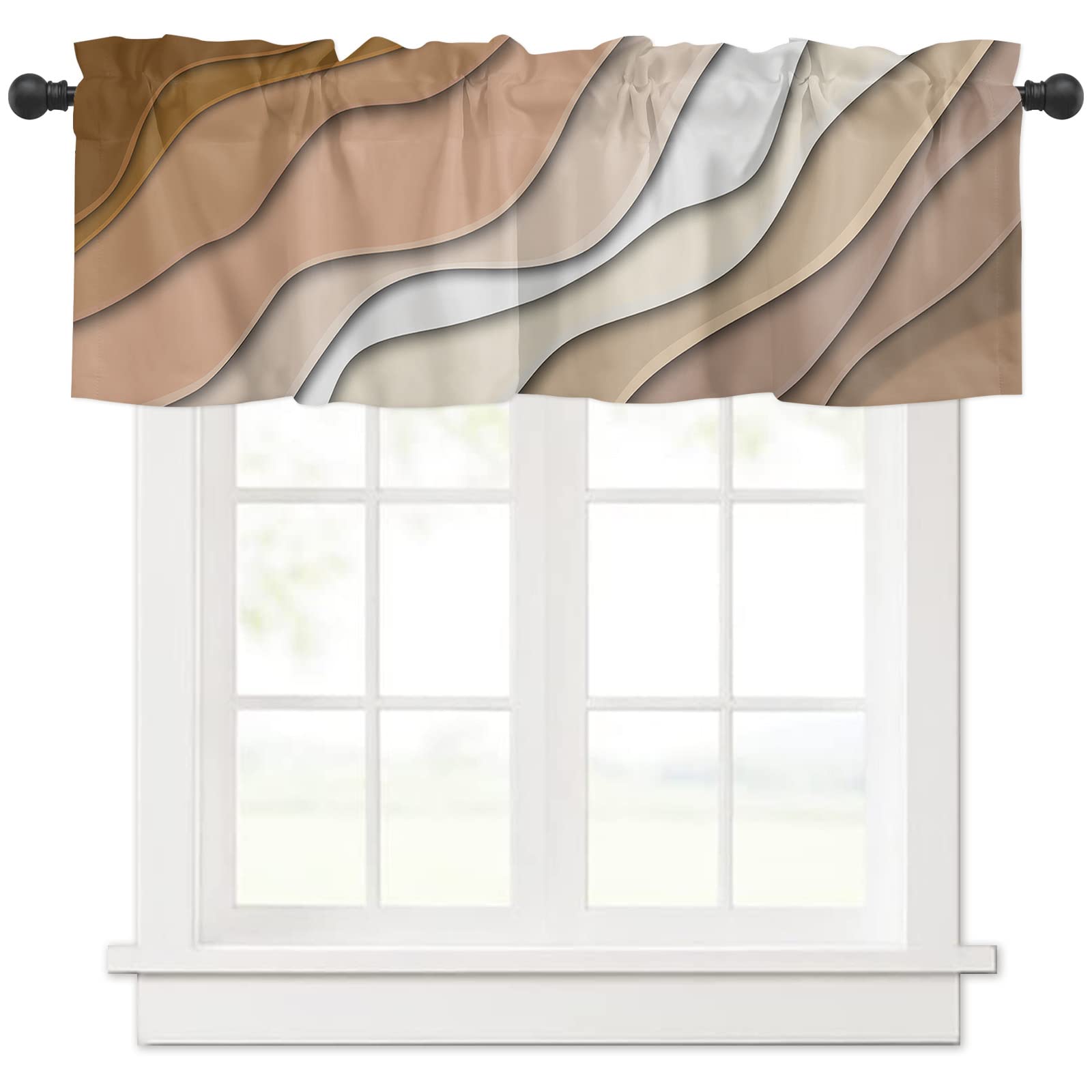 Amazon.com: RisQiten Brown Ombre Valances for Windows, Kitchen Curtains ...
