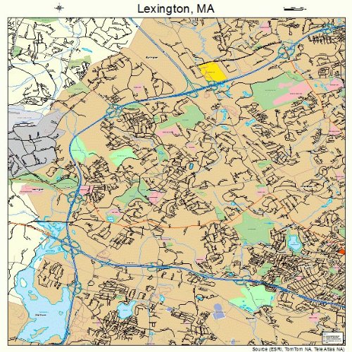 Large Street & Road Map of Lexington, Massachusetts MA - Printed poster ...