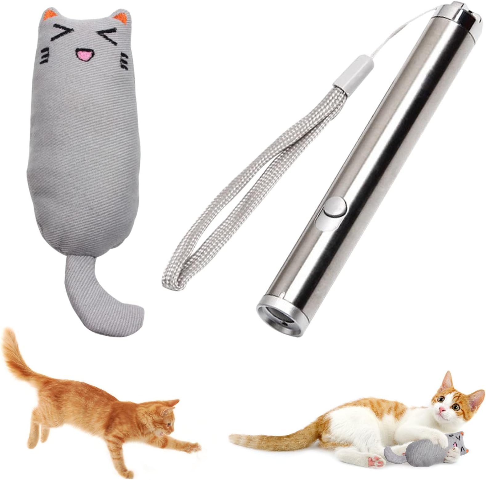 MOSNOW Cat Chase Toys,1 Pack 2 in 1 LED Pointer Cat Toys &1 Pack Cat ...