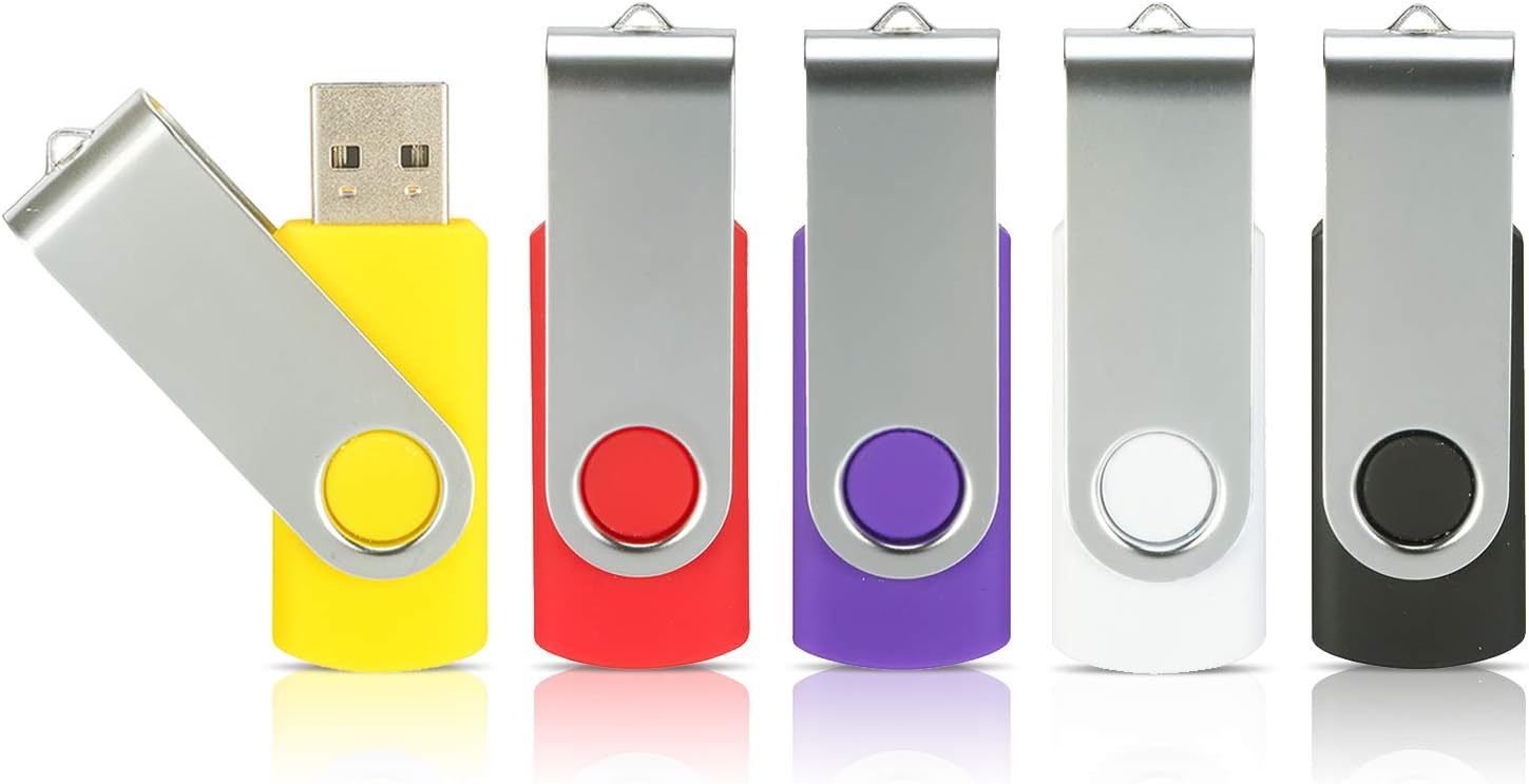 USB Stick Flash Drive 4GB 5 Pack, Alihelan USB 2.0 Thumb Drives Swivel ...