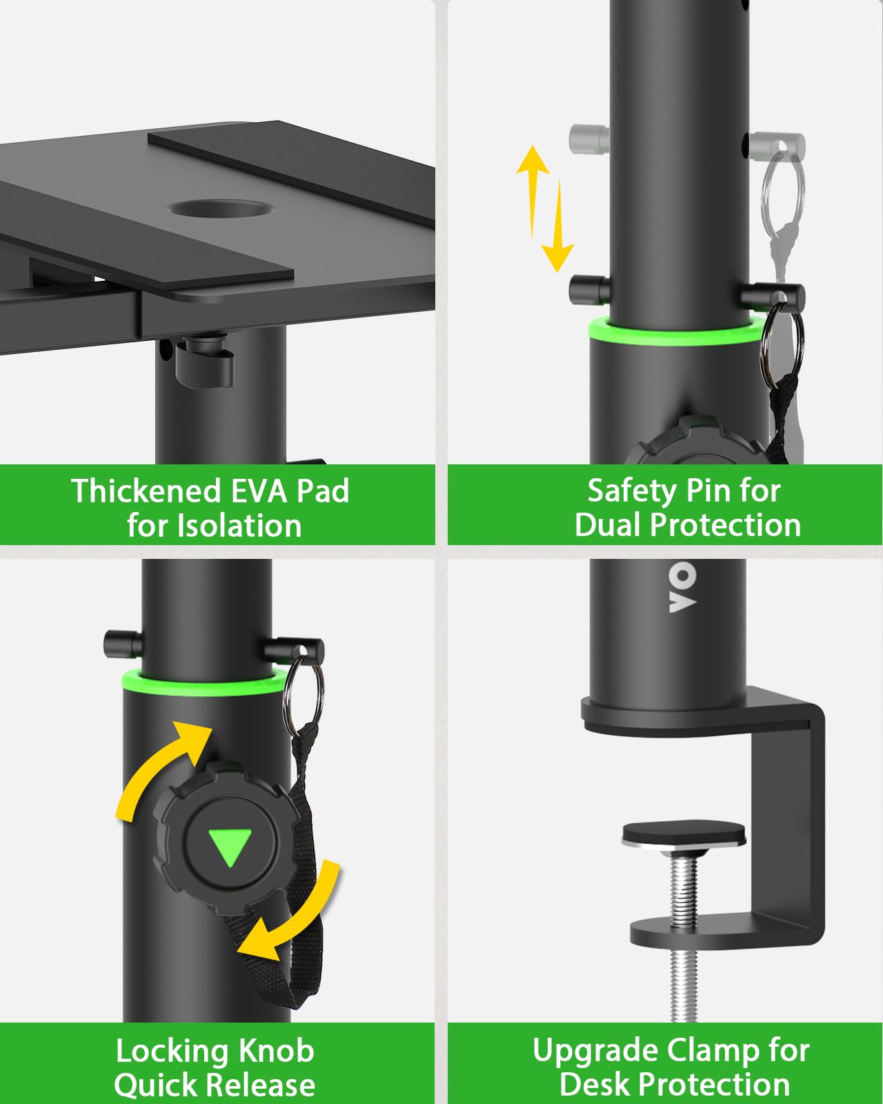 Snapklik.com : Set Of 2 Dual Side Clamping Studio Monitor Stands Short ...