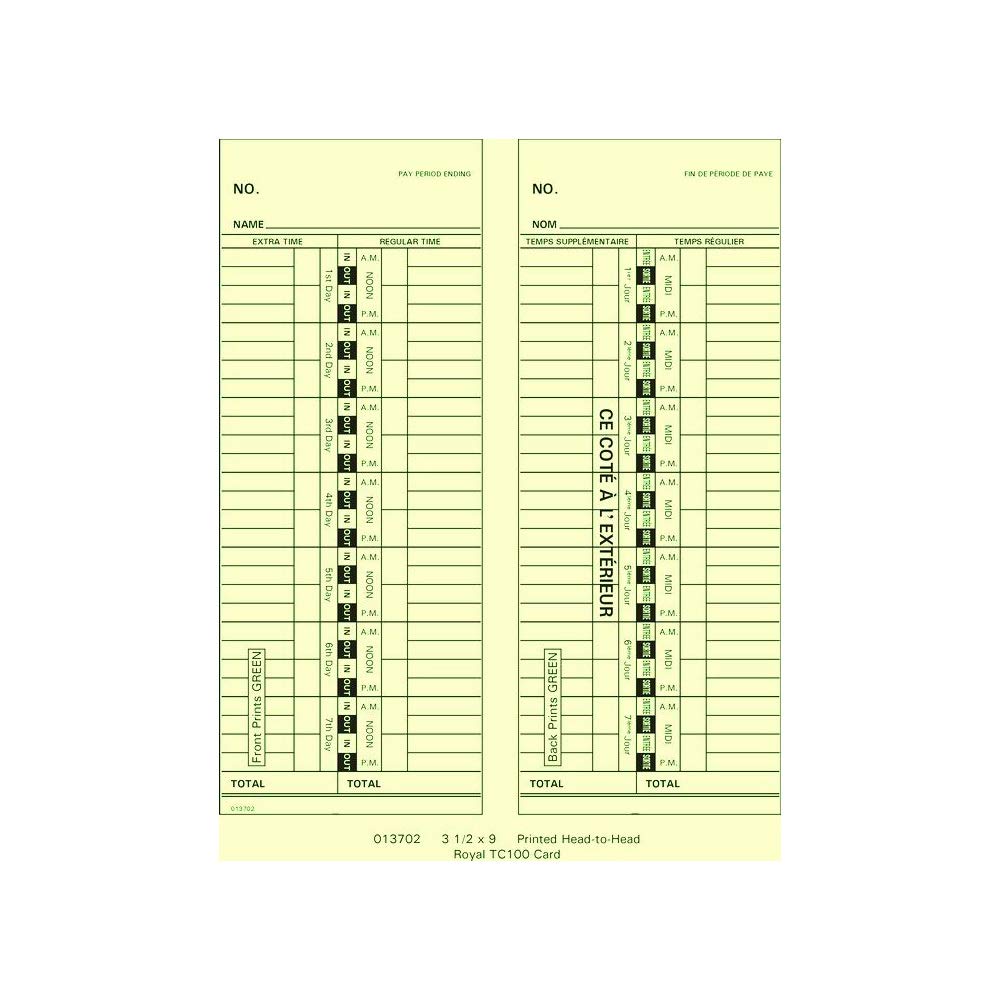 Amazon.com : ROYAL 13702 Time Cards for TC100 / TC200 Time Clocks, 250 ...