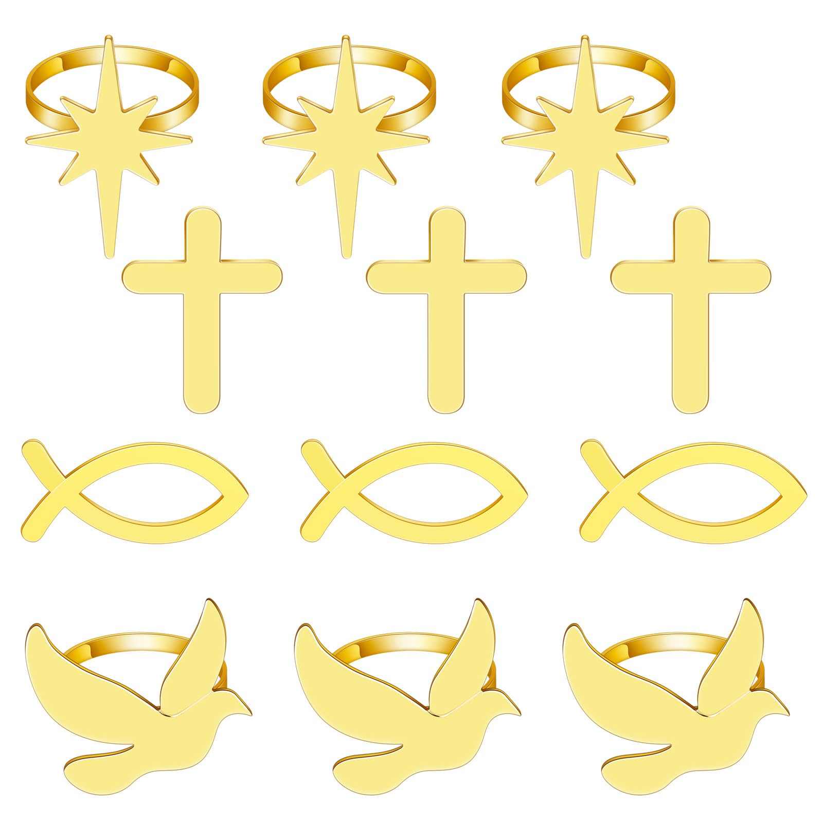 Snapklik.com : Set Of 24 Gold Napkin Rings Cross Metal First Communion ...