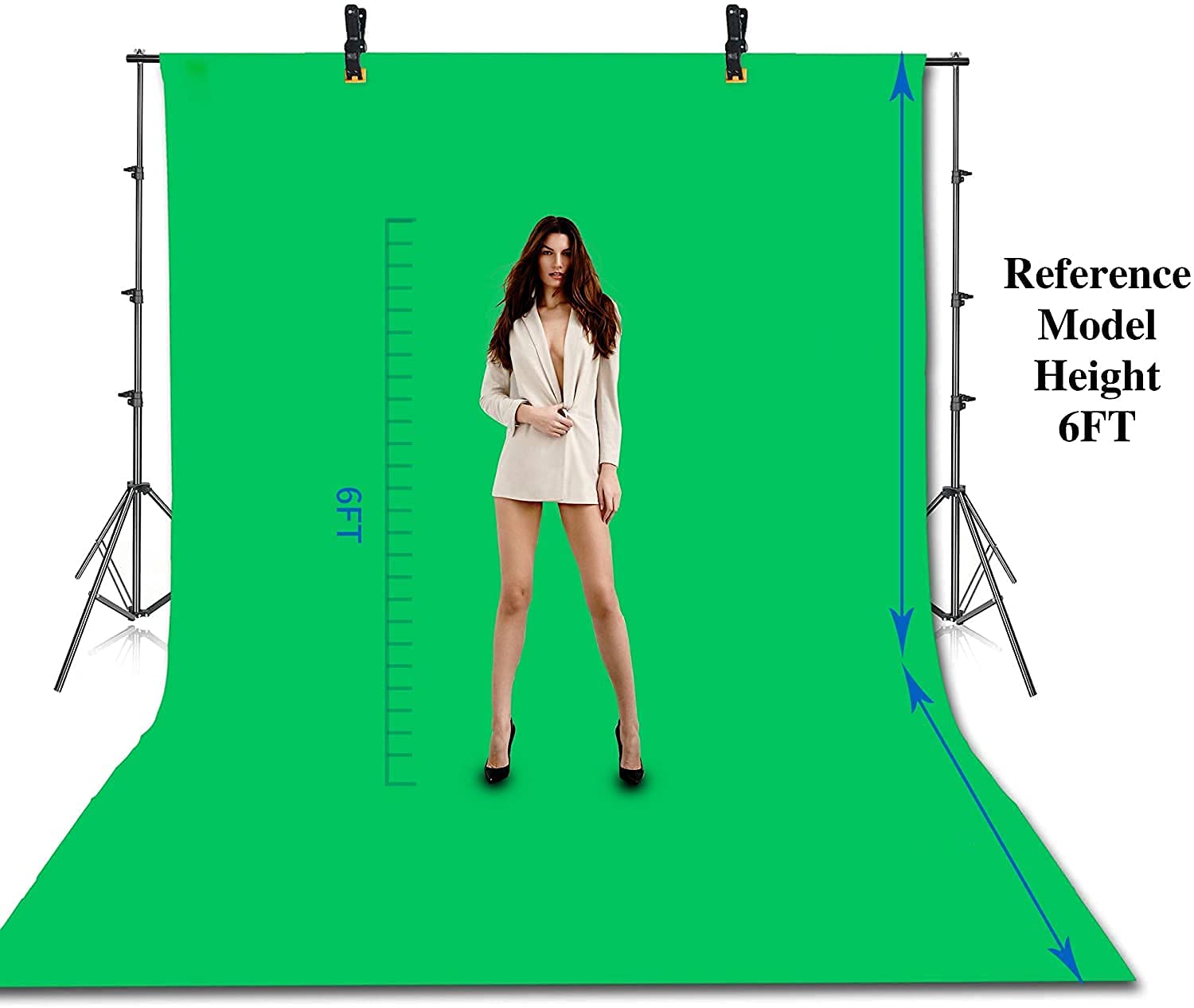 Buy HIFFIN® Green Screen Backdrop with Stand, 8FT X 12FT Wide Green ...