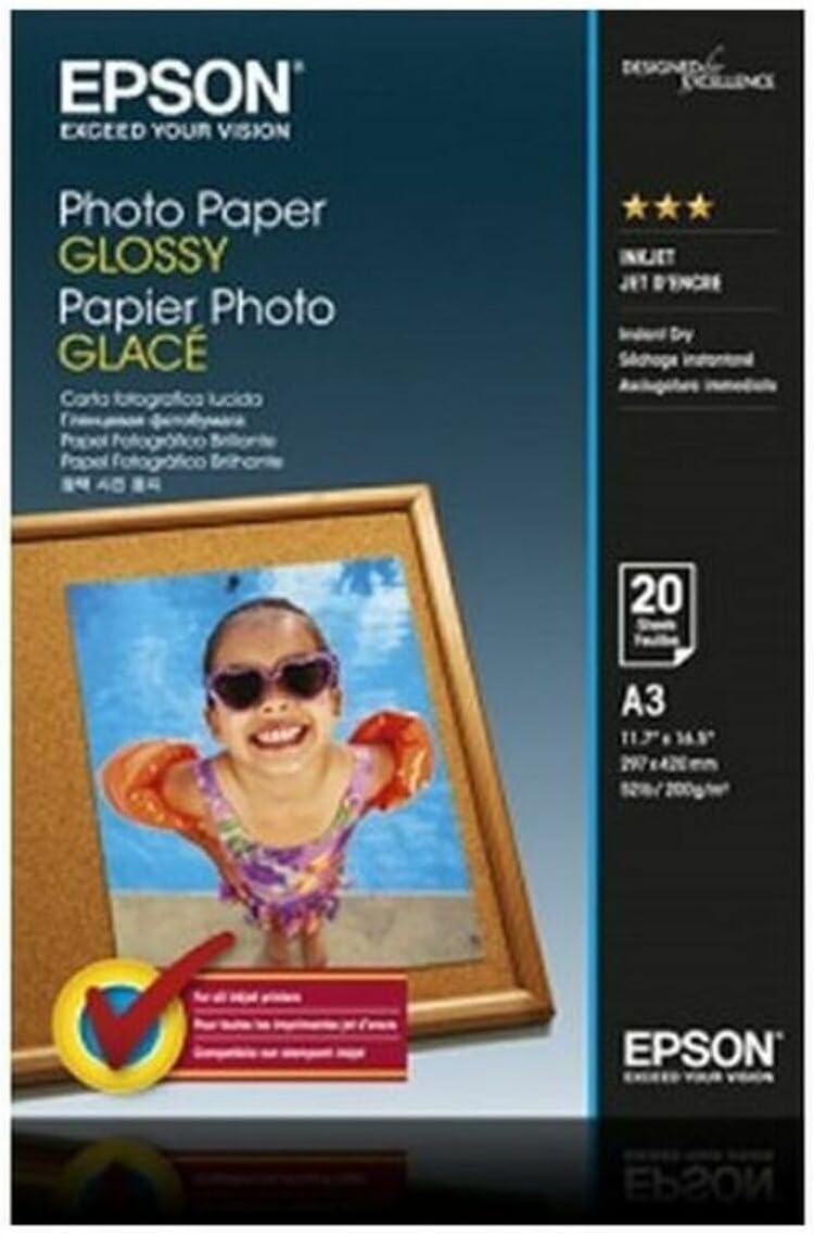 Epson A3 Glossy Photo Paper,White : Amazon.co.uk: Stationery & Office ...