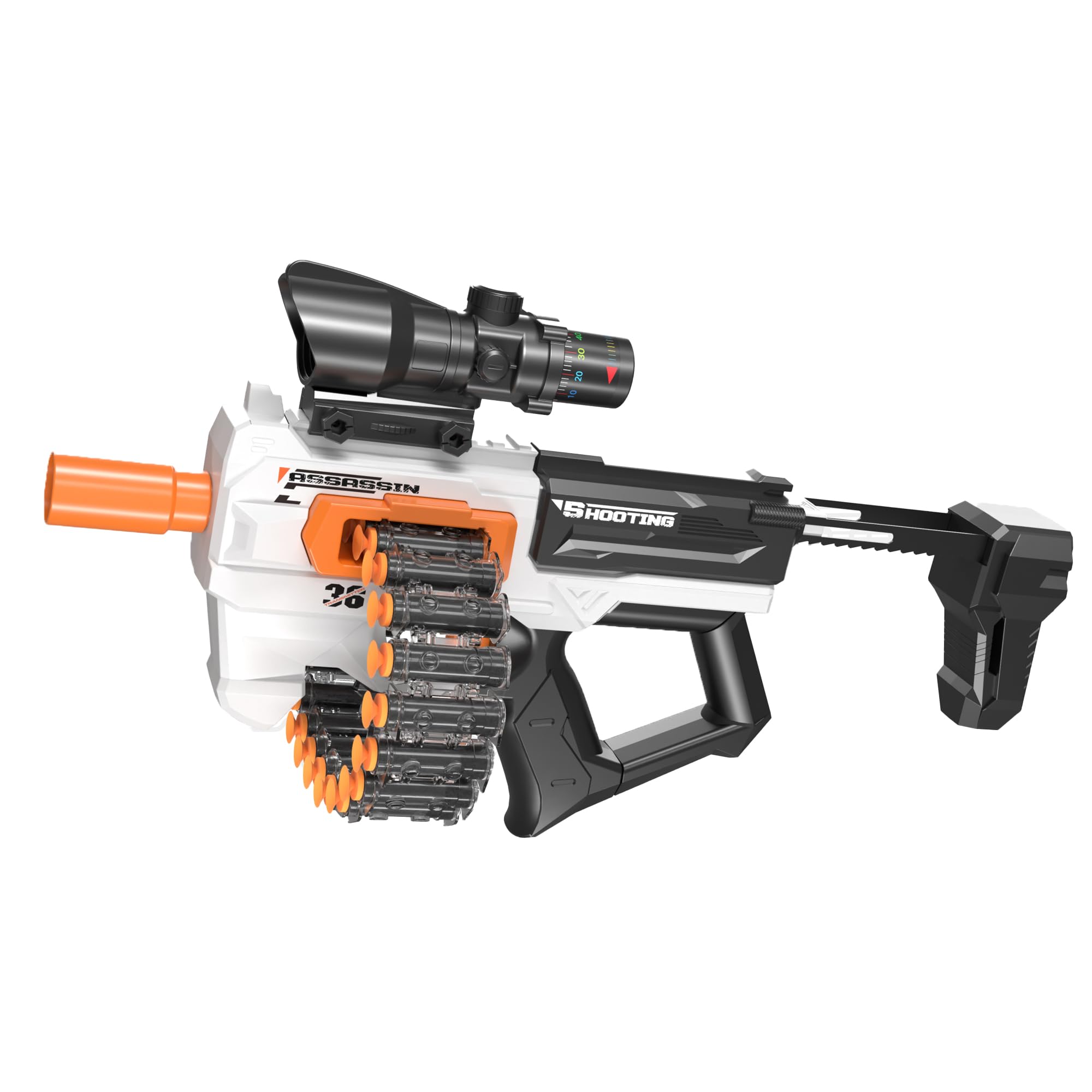 Realistic Toy submachine gun Foam Blaster with Manual Bolt, 24-Dart ...