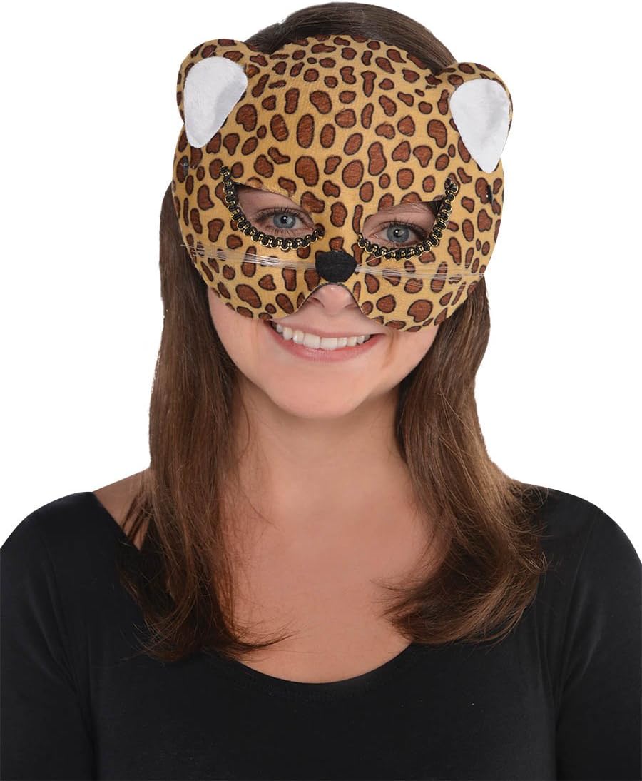 Amazon.com: Amscan Leopard Half Face Mask | Child Size | 1ct : Clothing ...