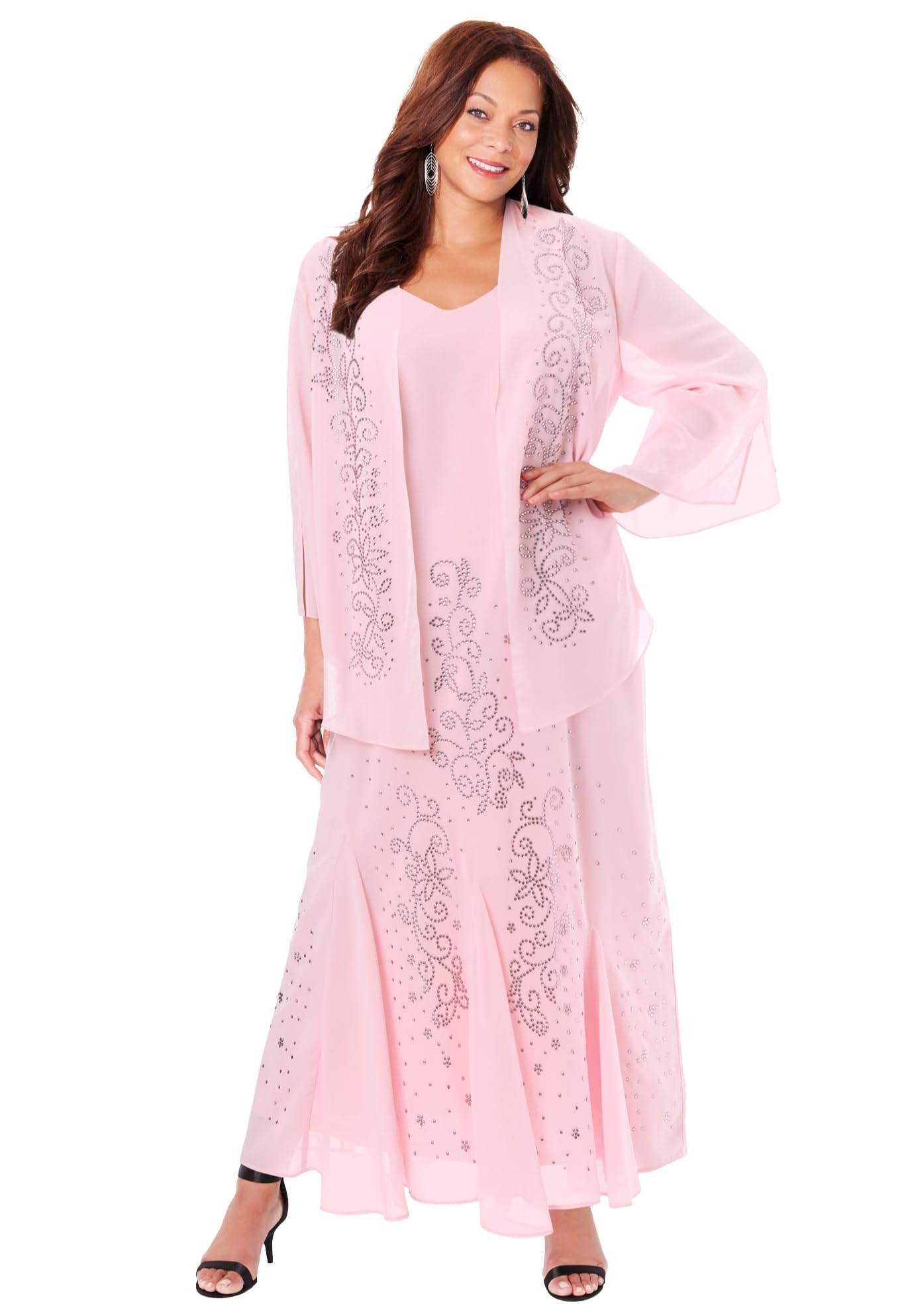 Catherines Women's Plus Size Masquerade Beaded Dress Set - 30 W, Rose ...