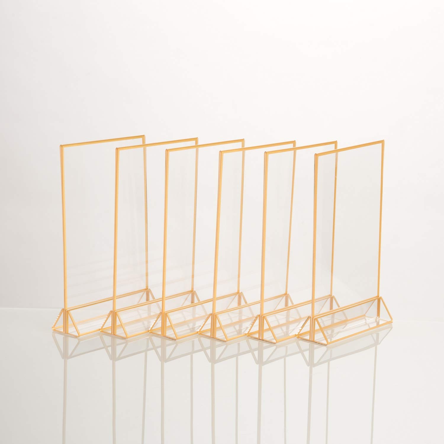 Clear Acrylic Sign Holder With Gold Borders Vertical Stand 6 ...