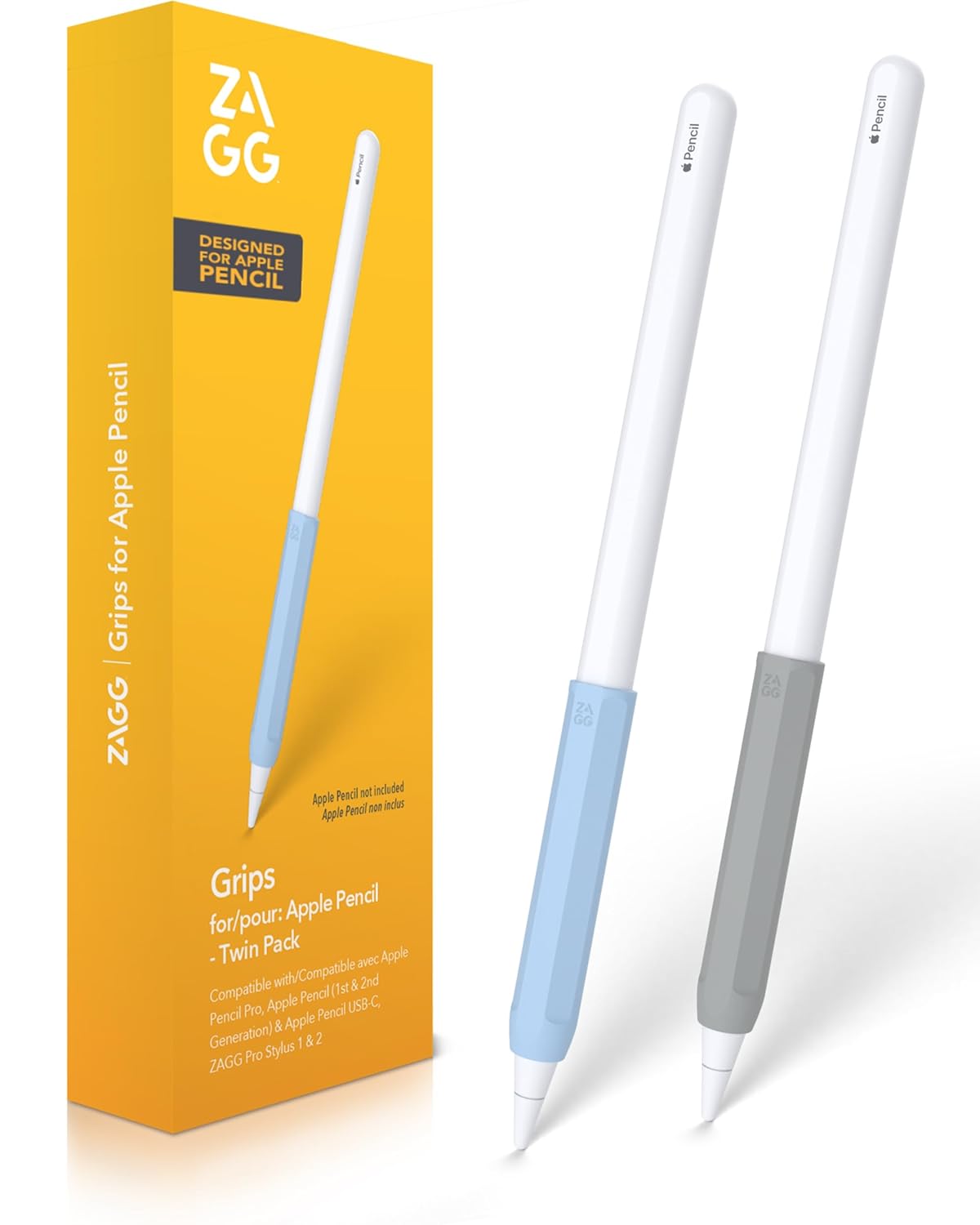 Amazon.com: ZAGG 2-Pack Silicone Grips for Apple Pencil (1st Gen, 2nd ...
