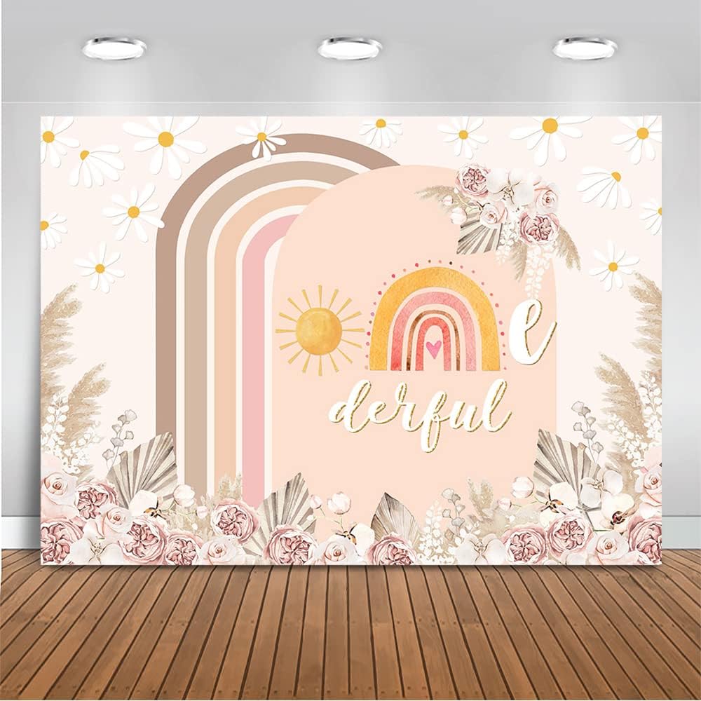 Amazon.com : Boho Rainbow 1st Birthday Backdrops Pampas Grass Boho ...