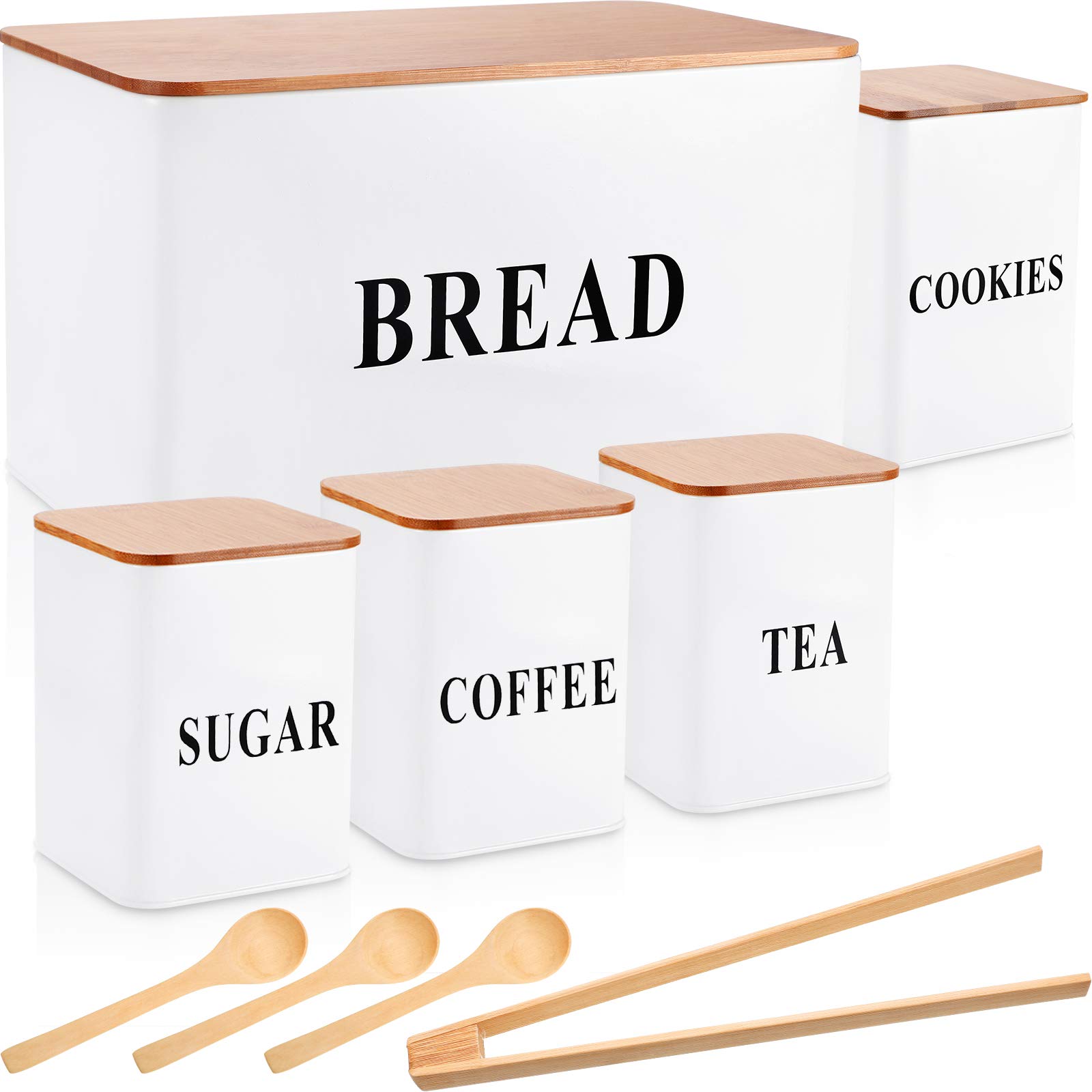 Buy Metal Bread Box Bin Storage Canister Tins, 4 Food Storage Container ...