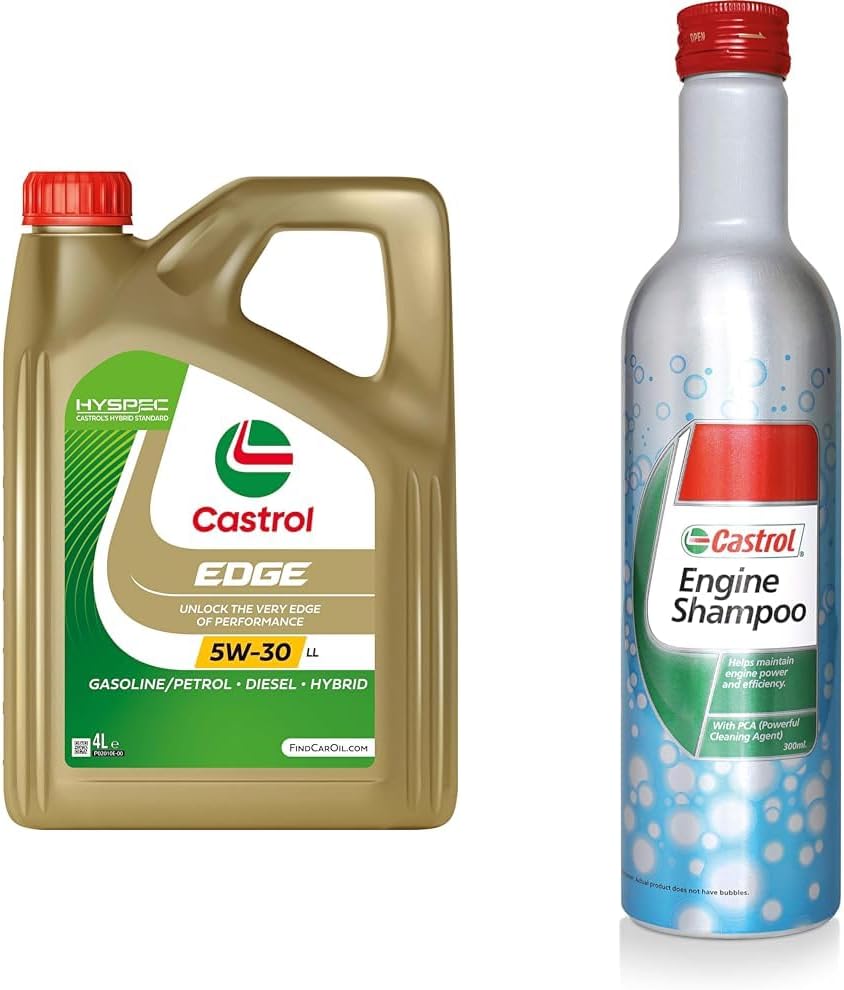 Castrol EDGE 5W-30 LL Engine Oil 4L + Castrol Engine Shampoo 300mL ...