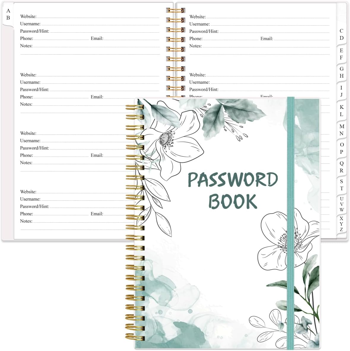 Amazon.com : Password Book with Alphabetical Tabs - Large Size Password ...