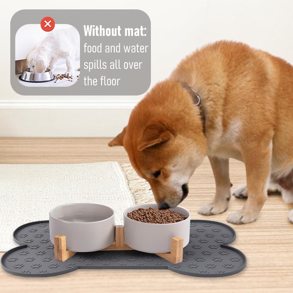 Spill Containment Mat Waterproof Pet Feeding Mat - Raised Edge Silicone ...