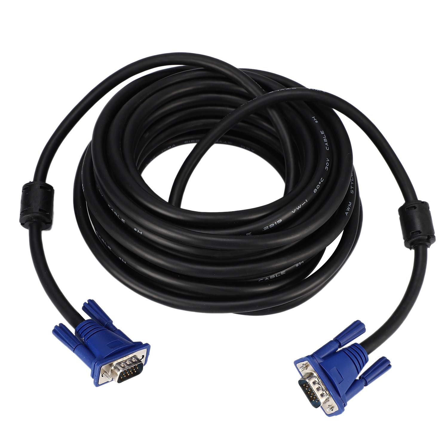 Obahdirry 10M VGA Cable Male to Male 3+6 HD Fully Wired 15 PIN for LCD ...