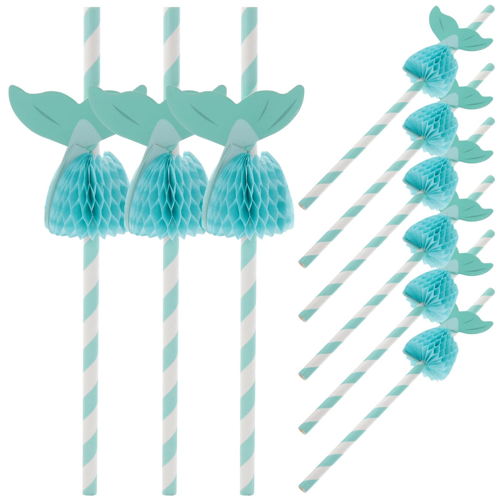 Amazon.com: Luxshiny 50pcs Mermaid Paper Straws, Honeycomb Craft ...