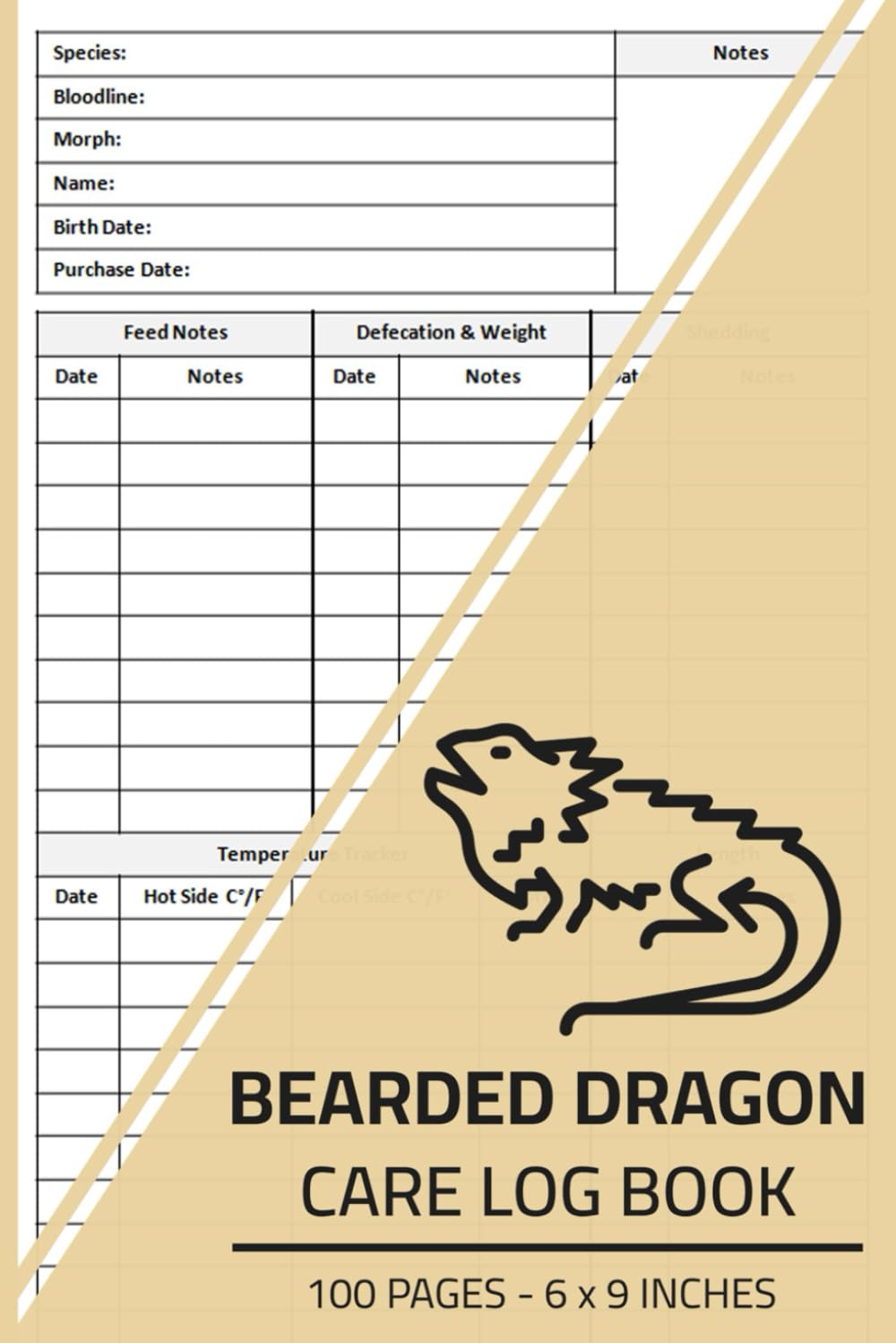 Bearded Dragon Care Log Book: Reptile Care Record Logbook for Pet ...