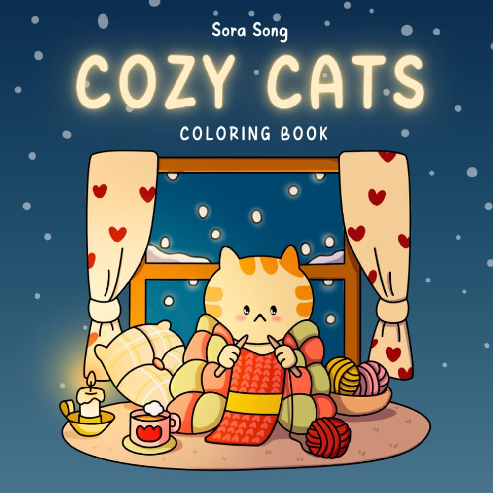 Amazon.com: Cozy Cats: Coloring Book for Adults and Teens Featuring Cute Cats, Cozy Scenes, and ...