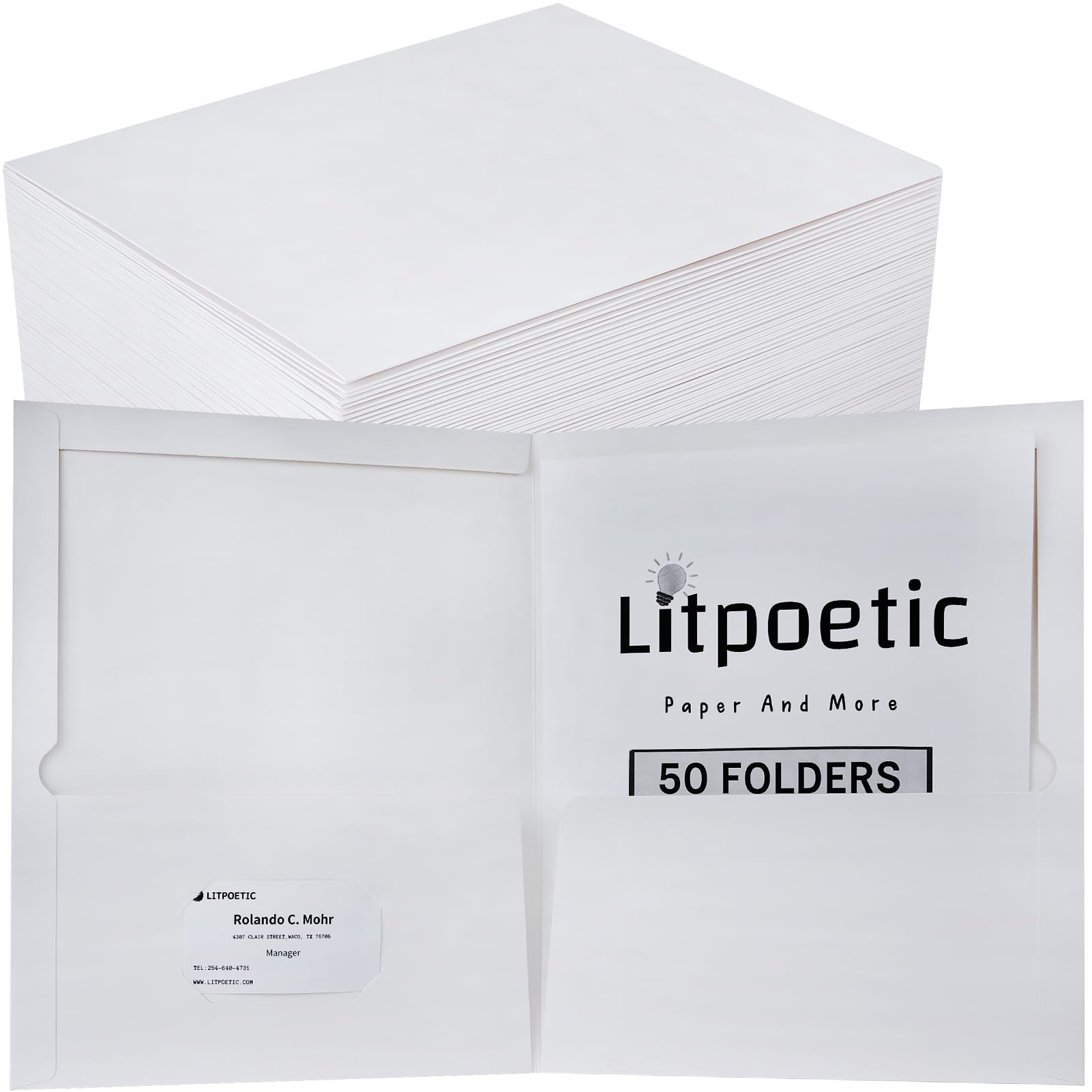 Amazon.com : Two-Pocket Folders White Glossy Laminated Paper Folder ...