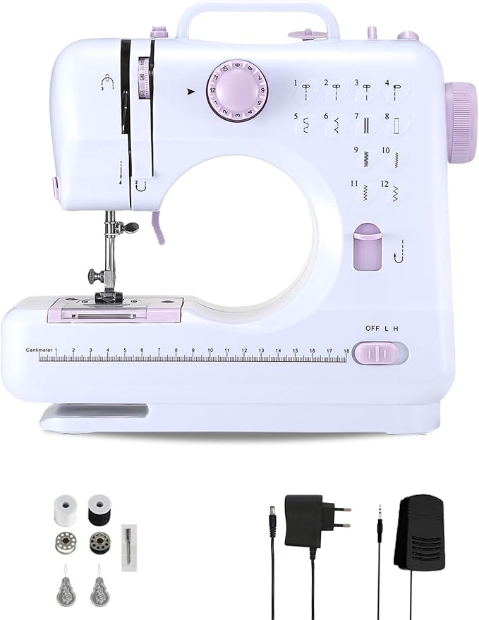 Mini Sewing Machine with 2 Speeds and 12 Stitches. Portable Sewing ...