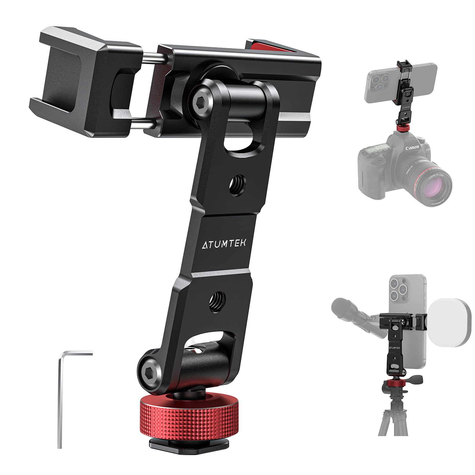 ATUMTEK Metal Phone Tripod Mount, Aluminum Universal Smartphone Mount ...