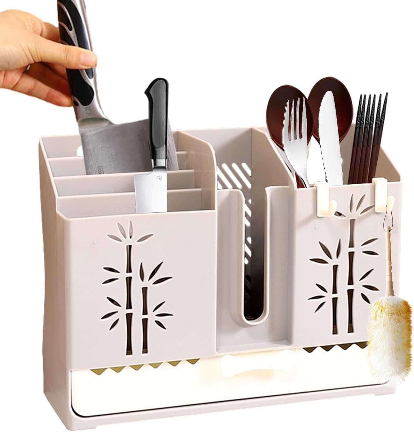 LEVABE Utensil Drainer Holder - Kitchen Cutlery Wall Mount Utensil ...