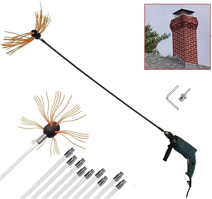 Nylon Chimney Sweep Set 8 Flexible Rods 1M Chimney Sweep, 8M Chimney ...