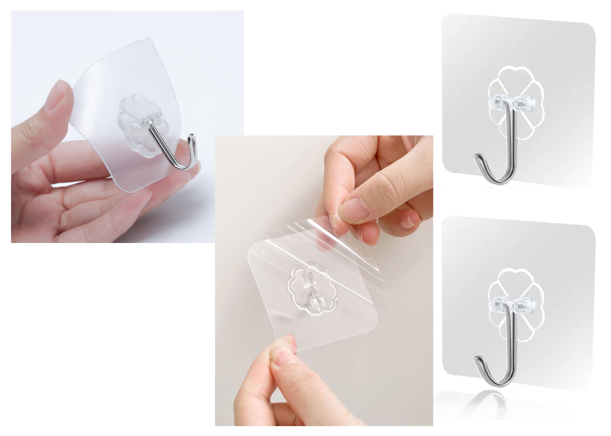 Waterproof Heavy Duty Command Hooks White Utility Hook Transparent