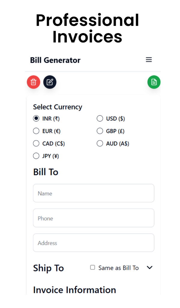 Bill Generator - Create Professional Invoices & Receipts - App on Amazon Appstore