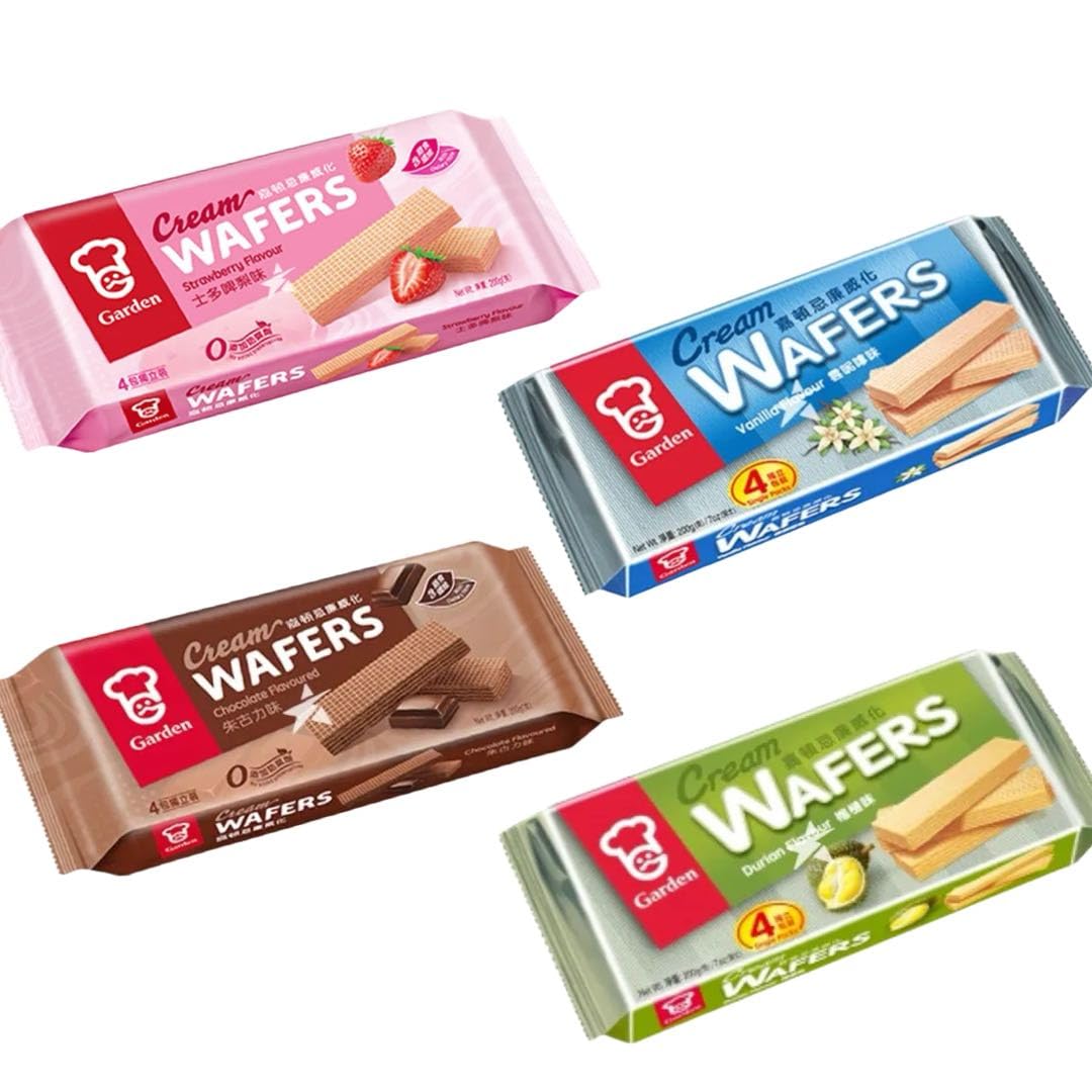 Garden Cream Wafers Biscuits Snacks 200g 嘉頓奶油威化 (4 Packs with 4 ...