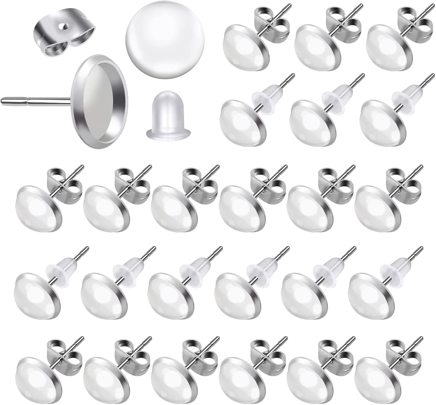 TOAOB 40 Stück Ohrring Rohlinge Ohrstecker mit Fassung Rohlinge für ...