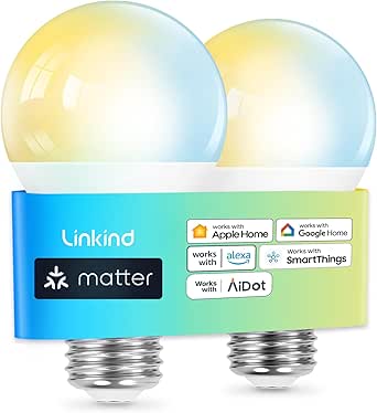 Linkind Matter Smart Light Bulb, Soft White to Daylight Tunable Smart ...
