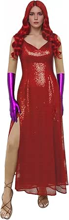 Amazon.com: LOKETA Singer Jessica Costume Who Rabbit Cosplay Sequin Red ...