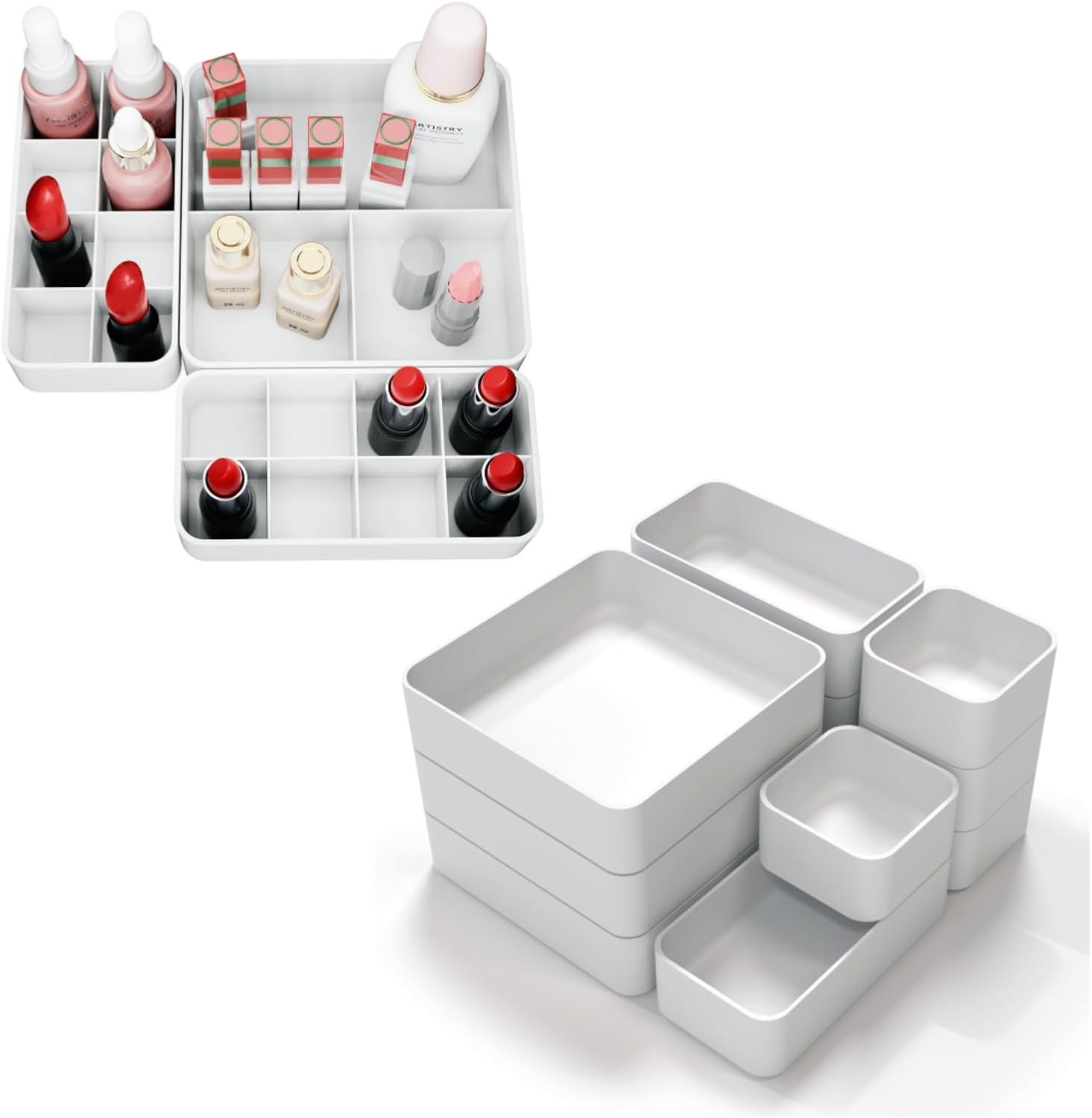 Amazon.com: 14-Piece Stackable Drawer Organizer, Lipstick Lip Gloss ...