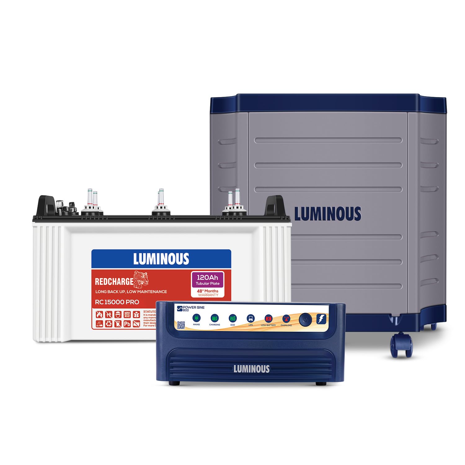 Luminous Inverter & Battery Combo (Power sine 800 Pure Sine Wave 700VA ...