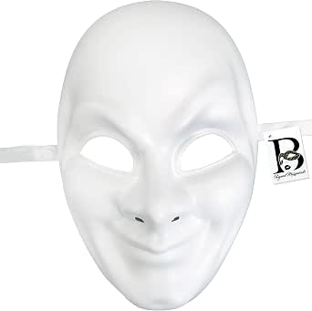 Amazon.com: White Full Face Comedy Jester Joker Mask Phantom of The ...