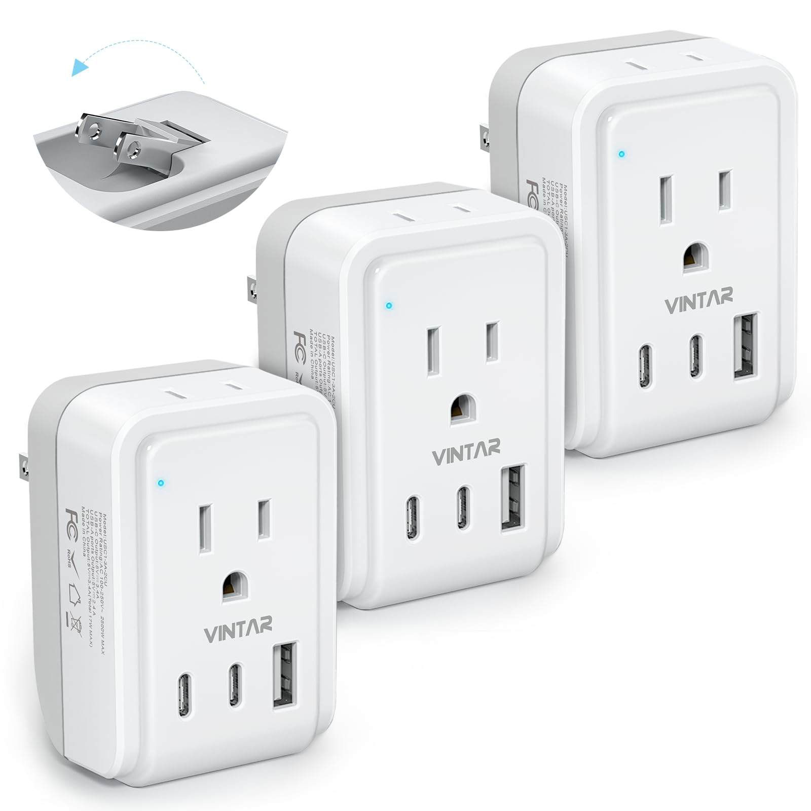 Amazon.com: 3 Pack US to Japan Plug Adapter, VINTAR Foldable Japan ...