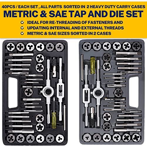Snapklik.com : SAE And Metric Tap & Die Set 80 PCS, SAE: NC, NF, NPT ...