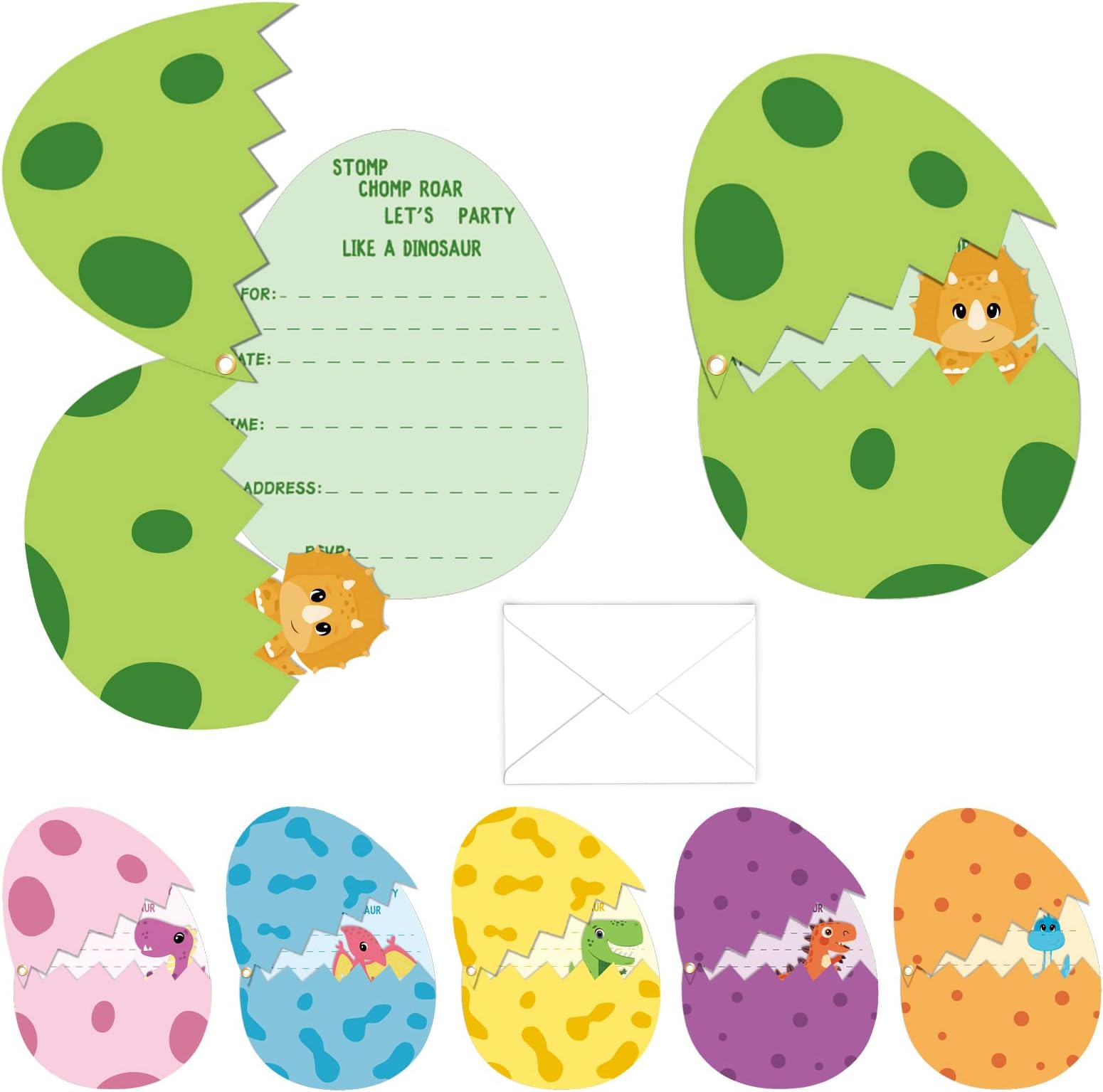 Amazon.com : 24 Pack Dinosaur Birthday Party Invitations Cards with ...