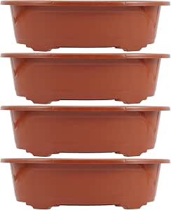 Hemoton 4pcs Plastic Flower Pot Bonsai Pots Planting Basins Plant Trays ...