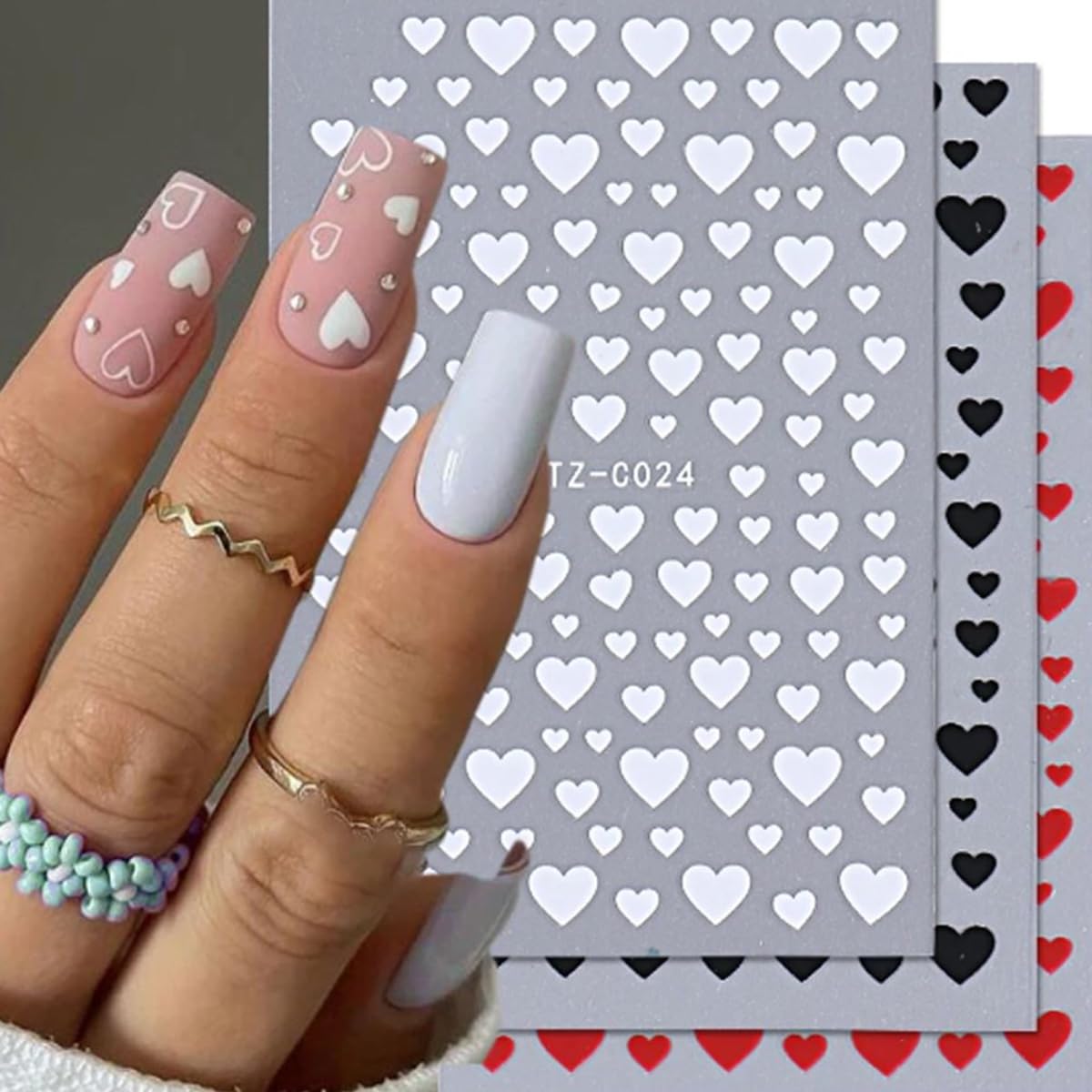 Amazon.com: Heart Nail Stickers -Valentine's Day Nail Art Supplies ...