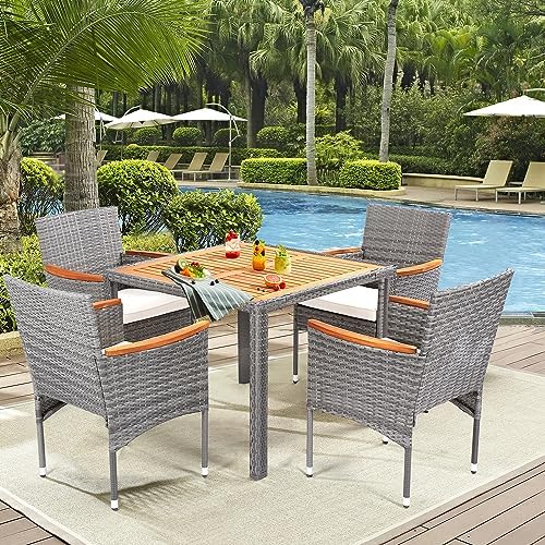Amazon.com: Tangkula 4 Pieces Patio Dining Set for 4, Patiojoy Space ...