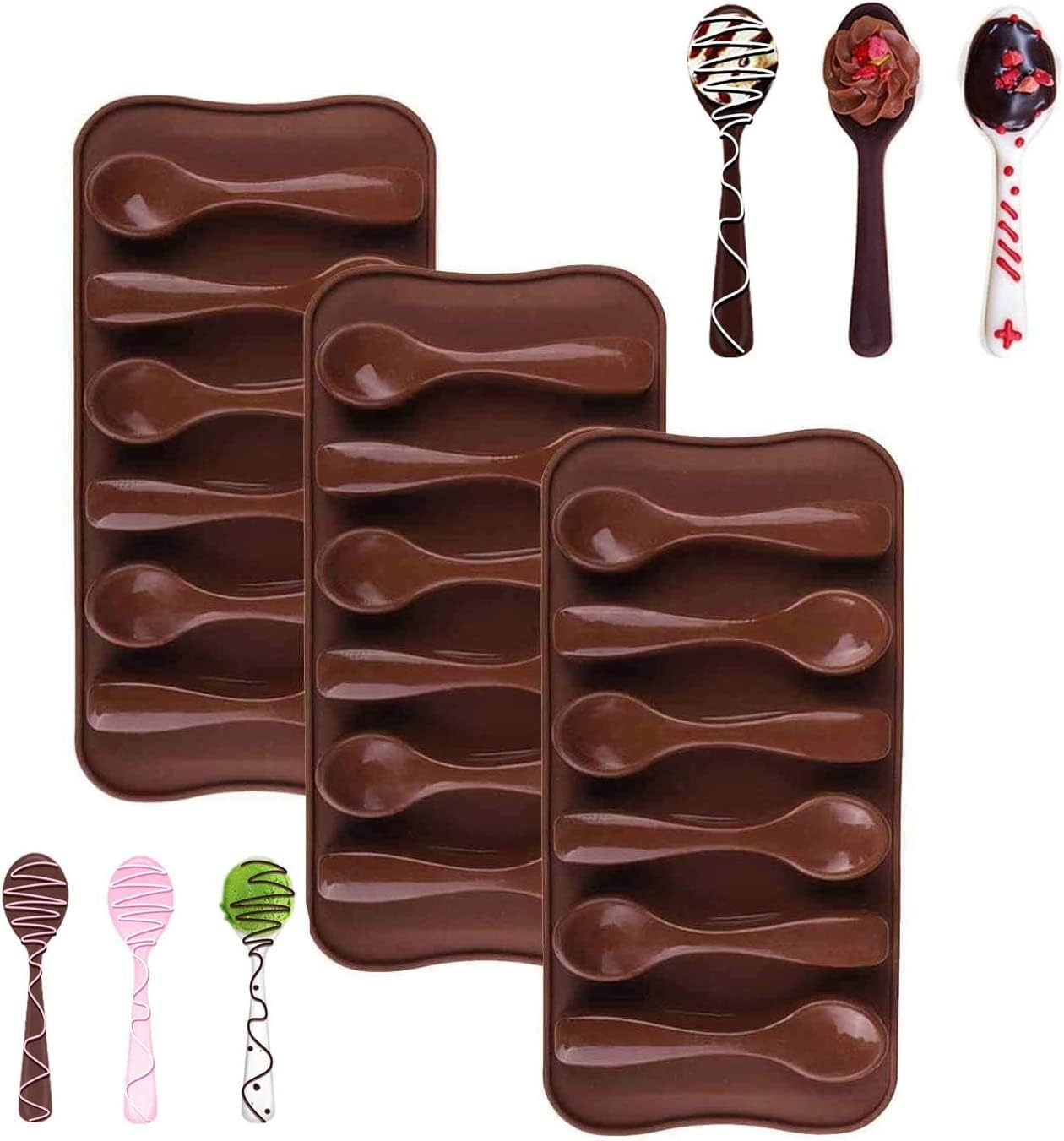 Amazon.com: Vencilazy 3-Pack Silicone Chocolate Spoon Molds Kit 6 ...