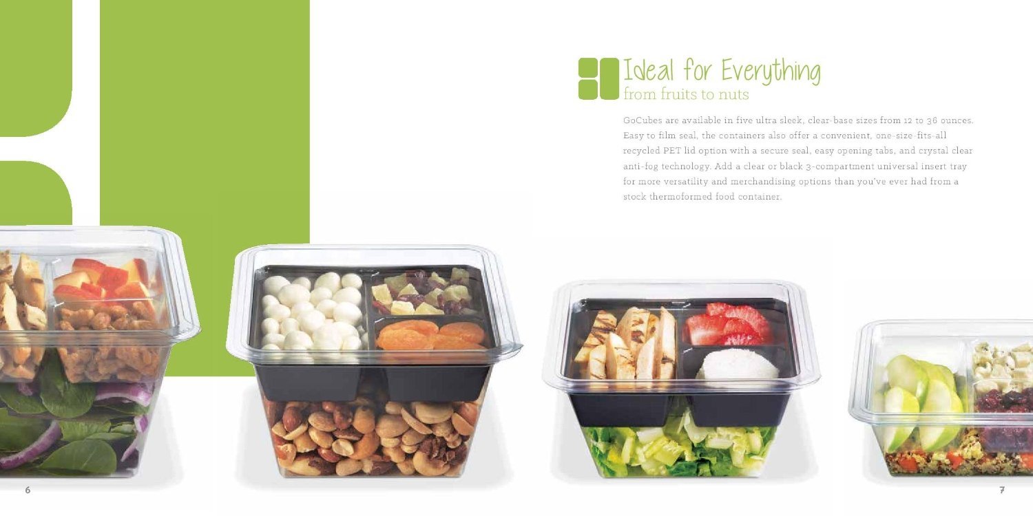 PLACON Fresh‘n Clear GOCUBES Set: 24 oz Clear Plastic Container with 3 ...